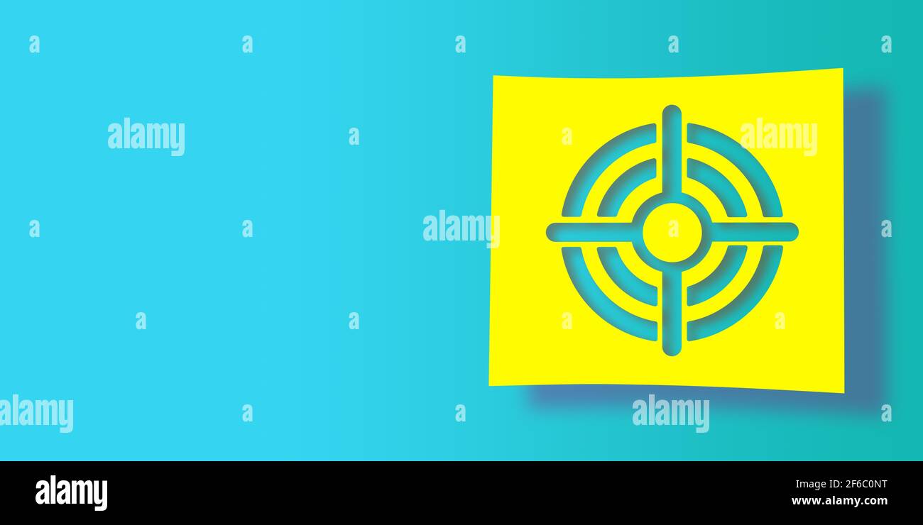 3D render numbers collection: Target board, cut out on yellow square ...