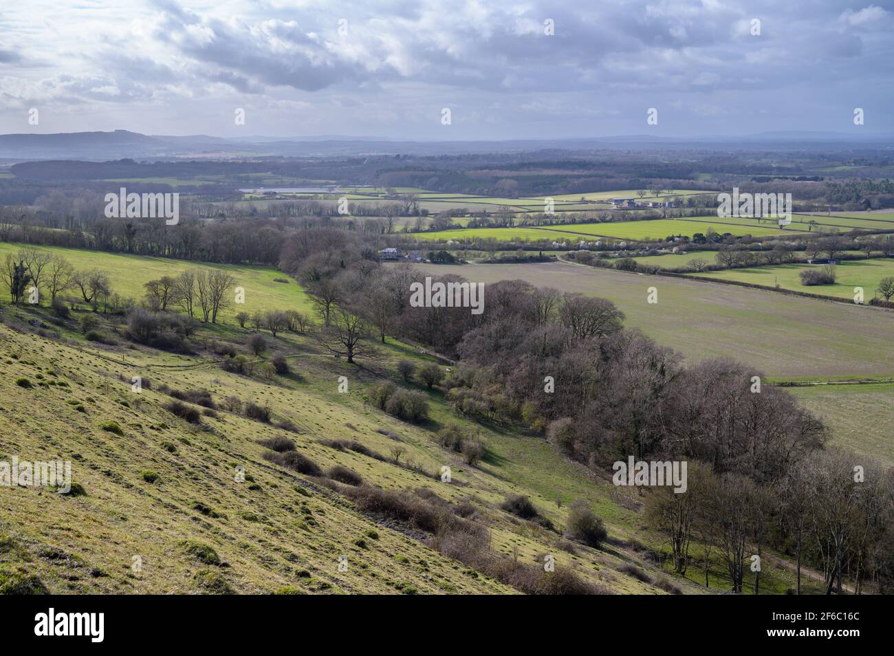 Views To The West From Wolstonbury Hill In South Downs National Park In West Sussex England
