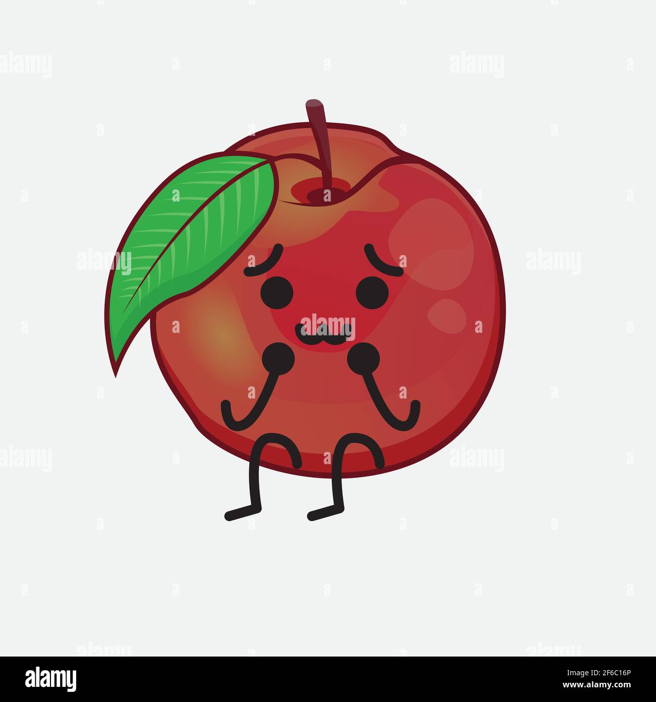 Vector Illustration of Nectarine Fruit Character with cute face, simple ...