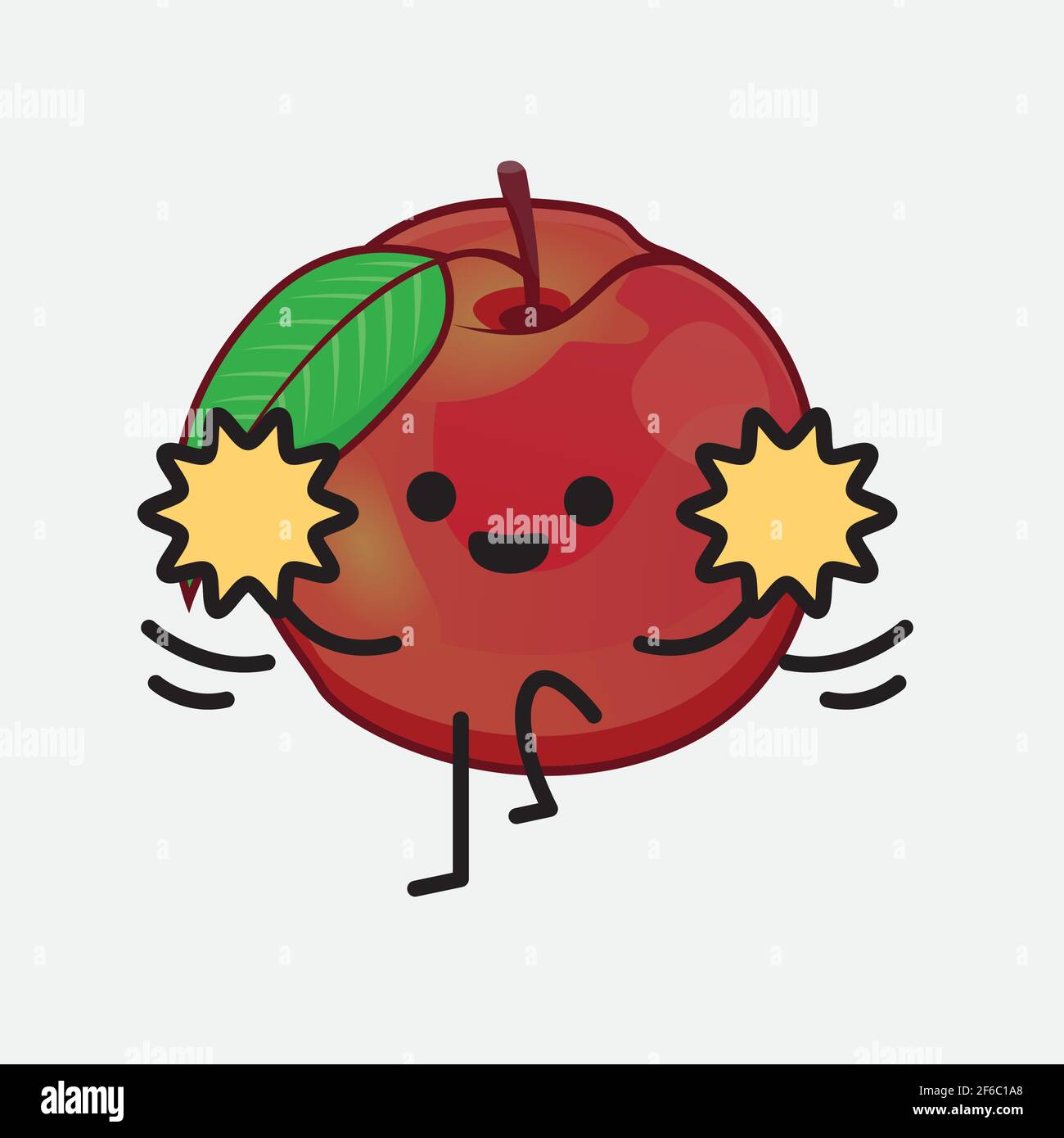 Vector Illustration of Nectarine Fruit Character with cute face, simple ...