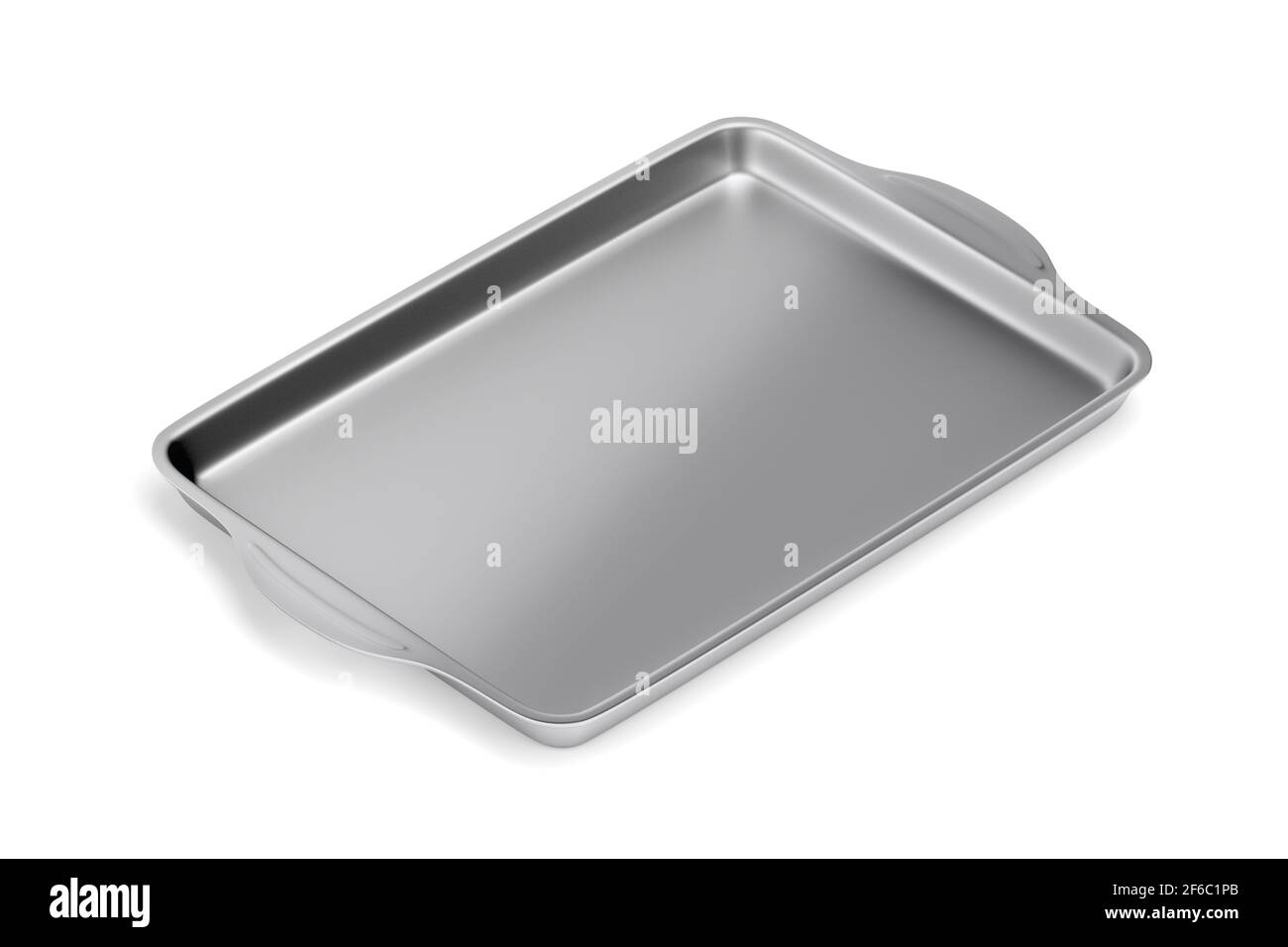 Silver baking pan on white background Stock Photo - Alamy