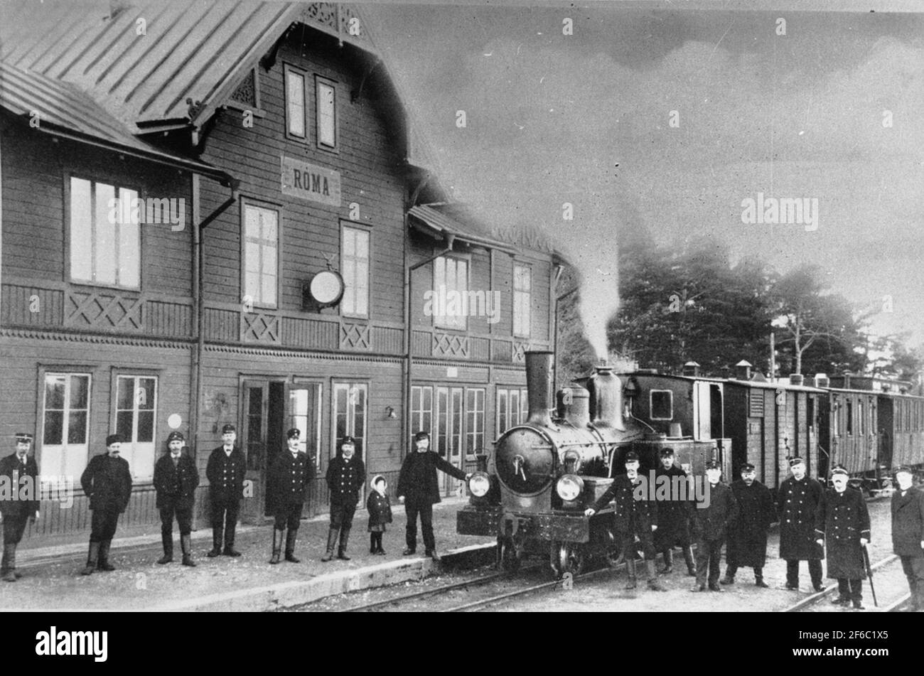 Gotland railway, GJ Lok 5 and staff Stock Photo - Alamy