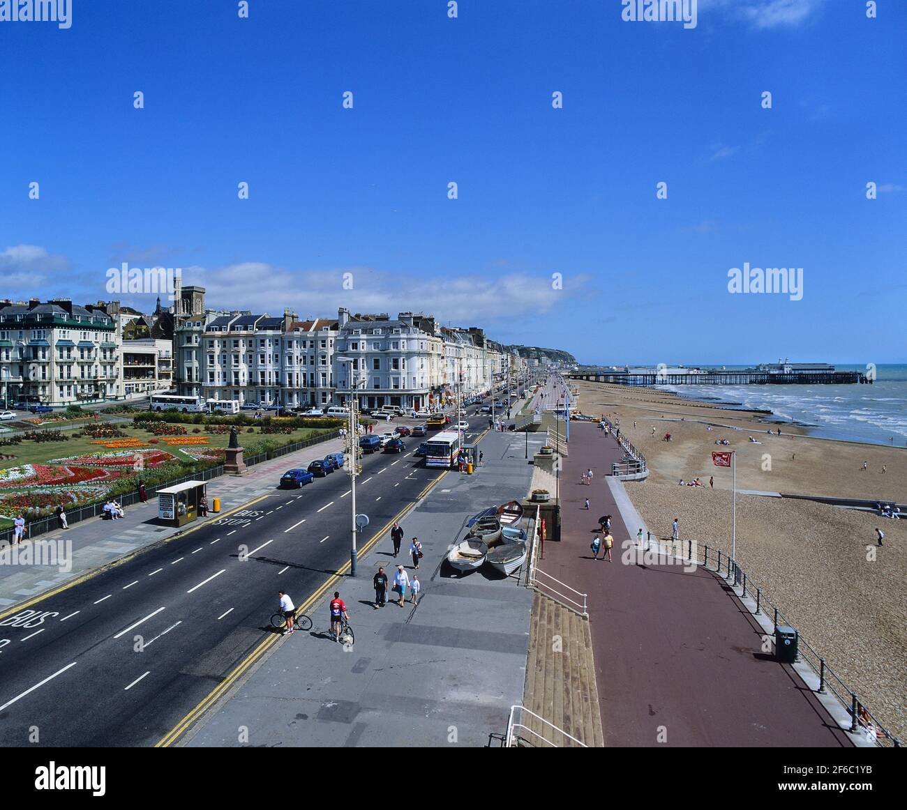 Hastings seafront viewed from the promenade at Warrior Square, St ...