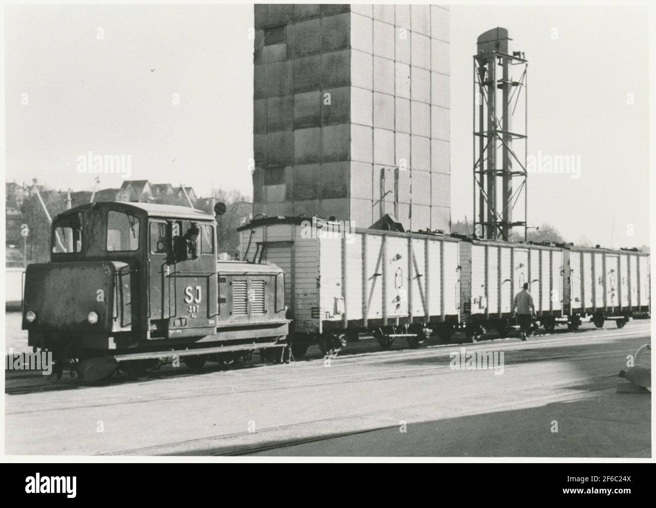 Grist train at Visby Harbor. The train transported animal bodies from ...
