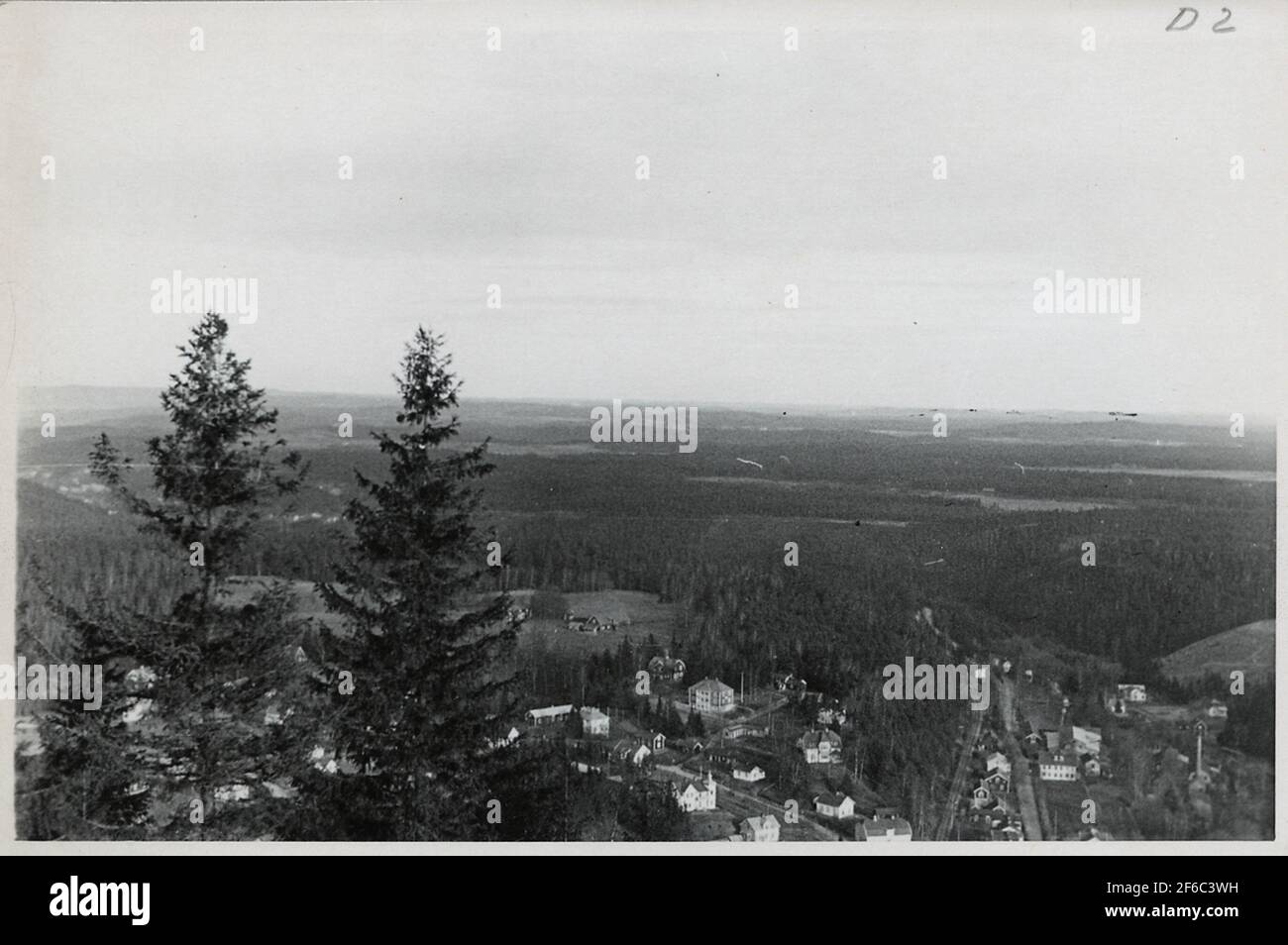 View from Taberg, below the mountain we see Smålands Taberg Stock Photo ...