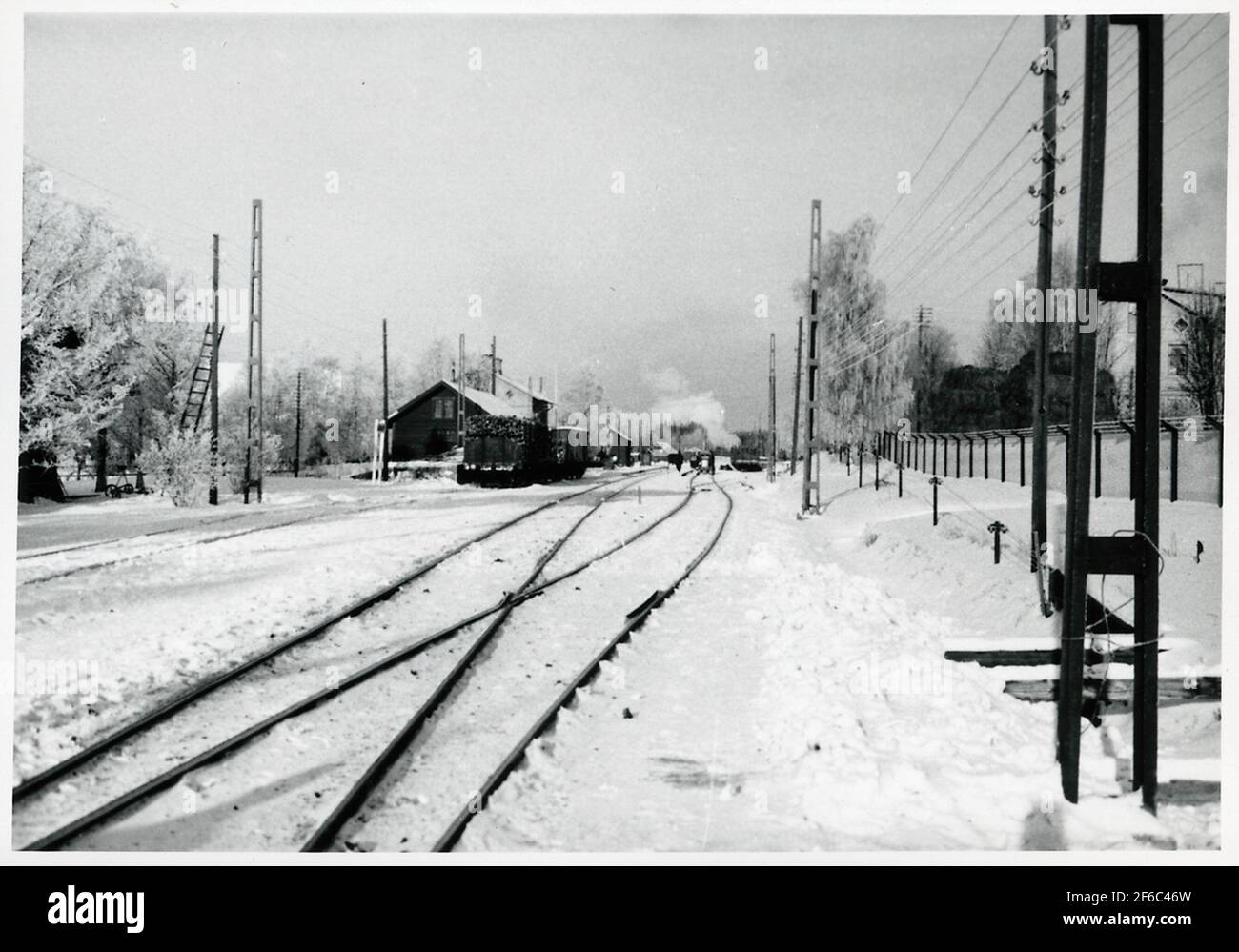 The railroad against the west in Krokom Stock Photo - Alamy