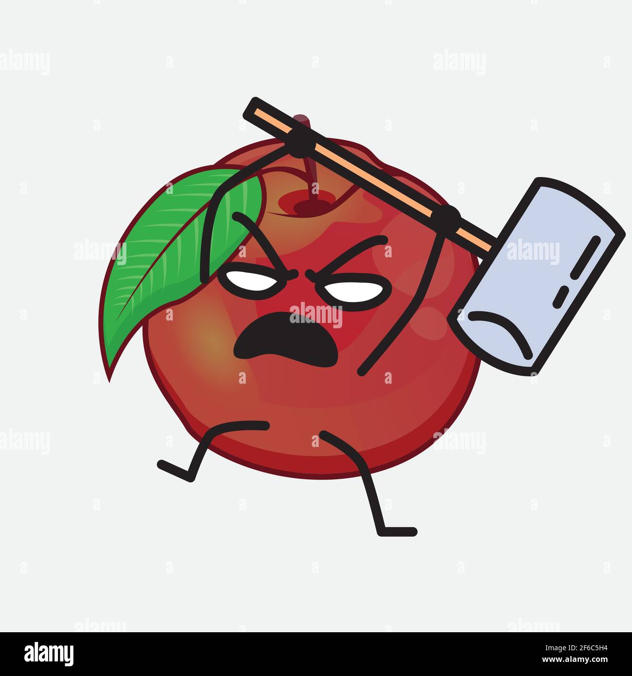 Vector Illustration of Nectarine Fruit Character with cute face, simple ...