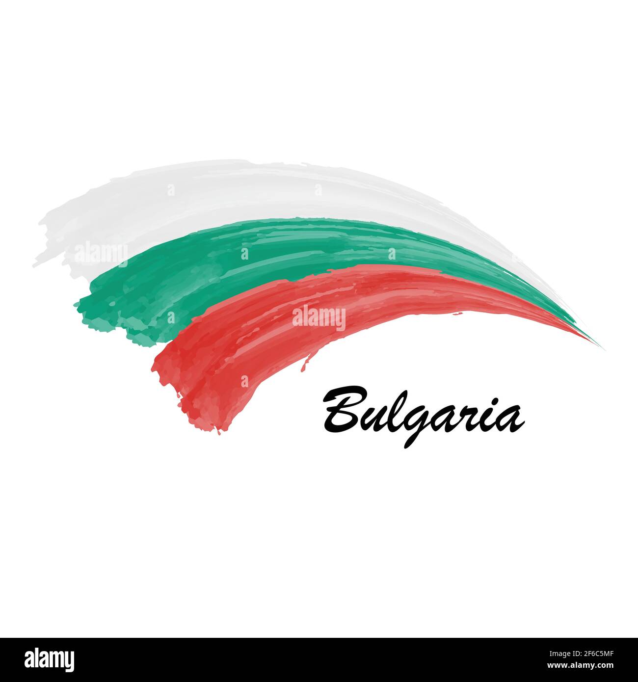 Watercolor painting flag of Bulgaria. Hand drawing brush stroke ...