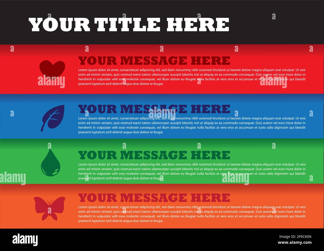 Layout design of four banners with own area for text and nature icons ...