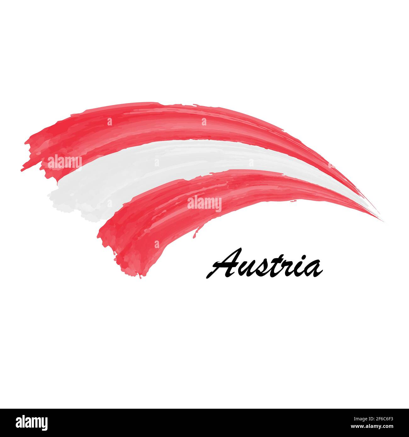 Watercolor painting flag of Austria. Hand drawing brush stroke ...