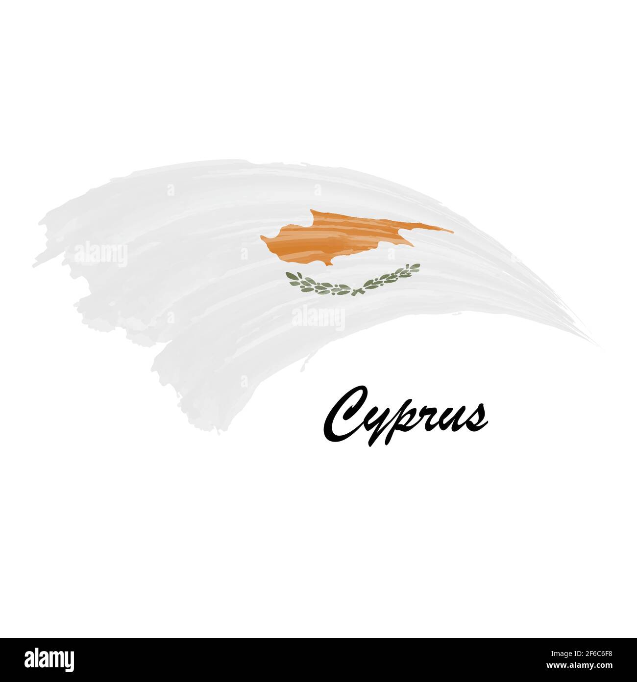 Watercolor painting flag of Cyprus. Hand drawing brush stroke ...