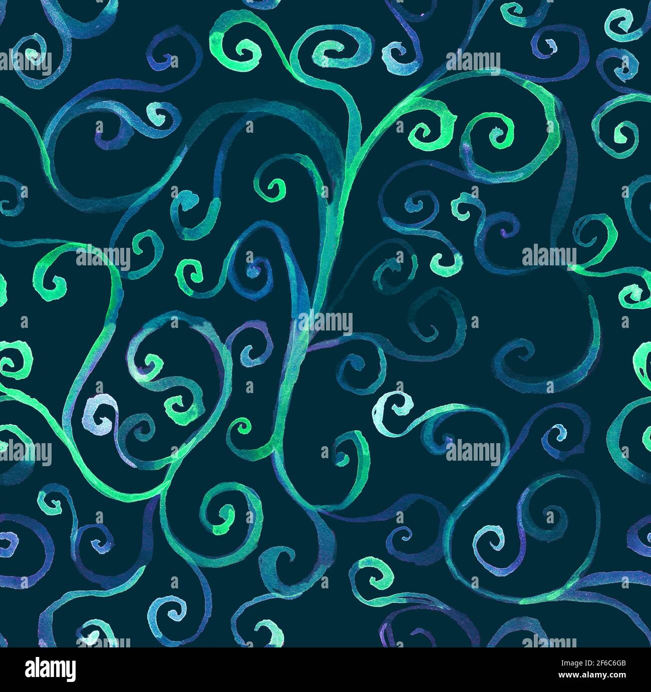 Colorful abstract Seamless pattern with hand drawn watercolor swirls on ...