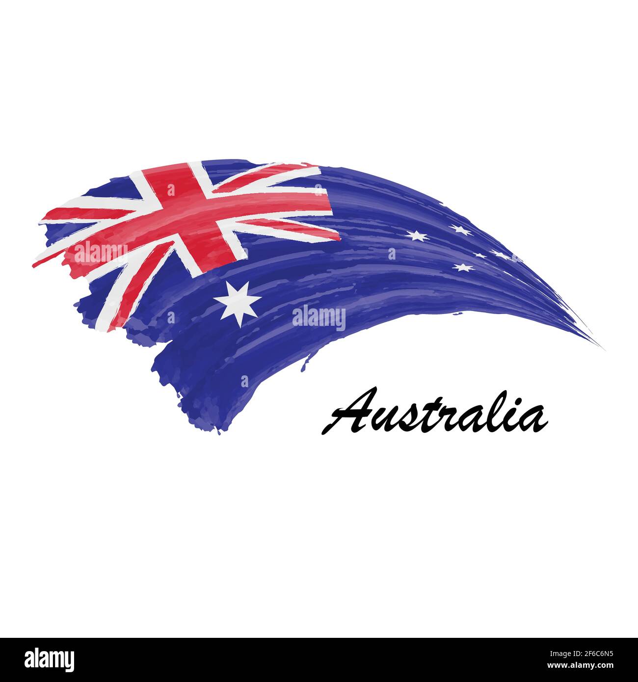 Watercolor painting flag of Australia. Hand drawing brush stroke ...