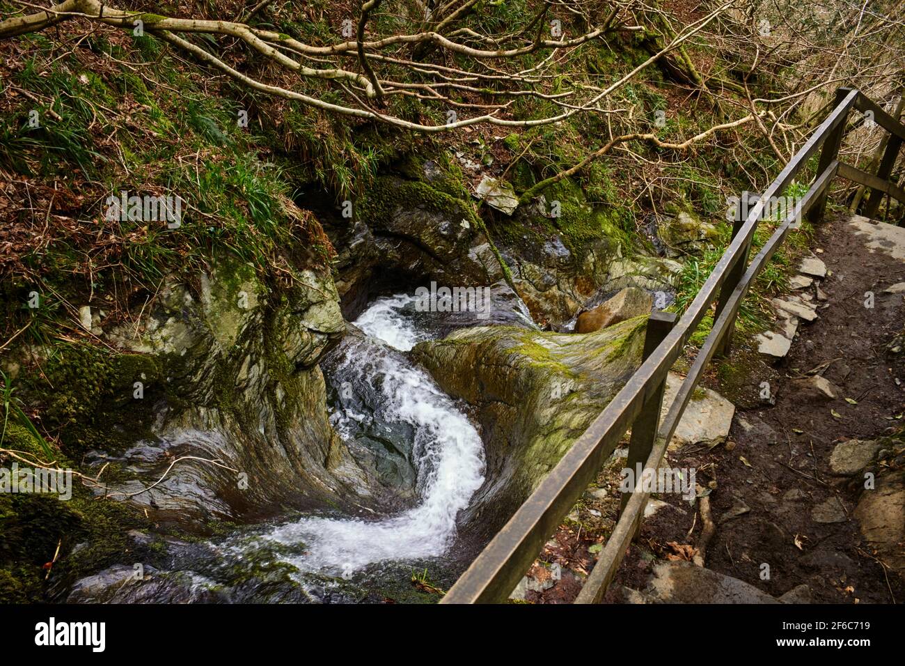 Swirling water after the first of two waterfalls at Dhoon Glen where ...