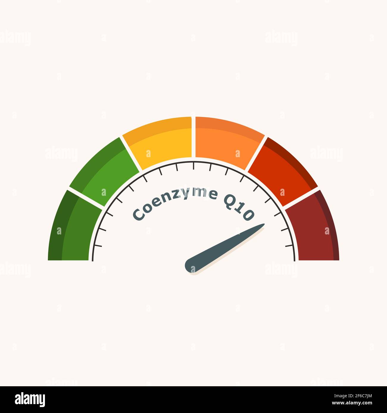 Scale with arrow. The Coenzyme Q10 measuring device. Sign tachometer ...