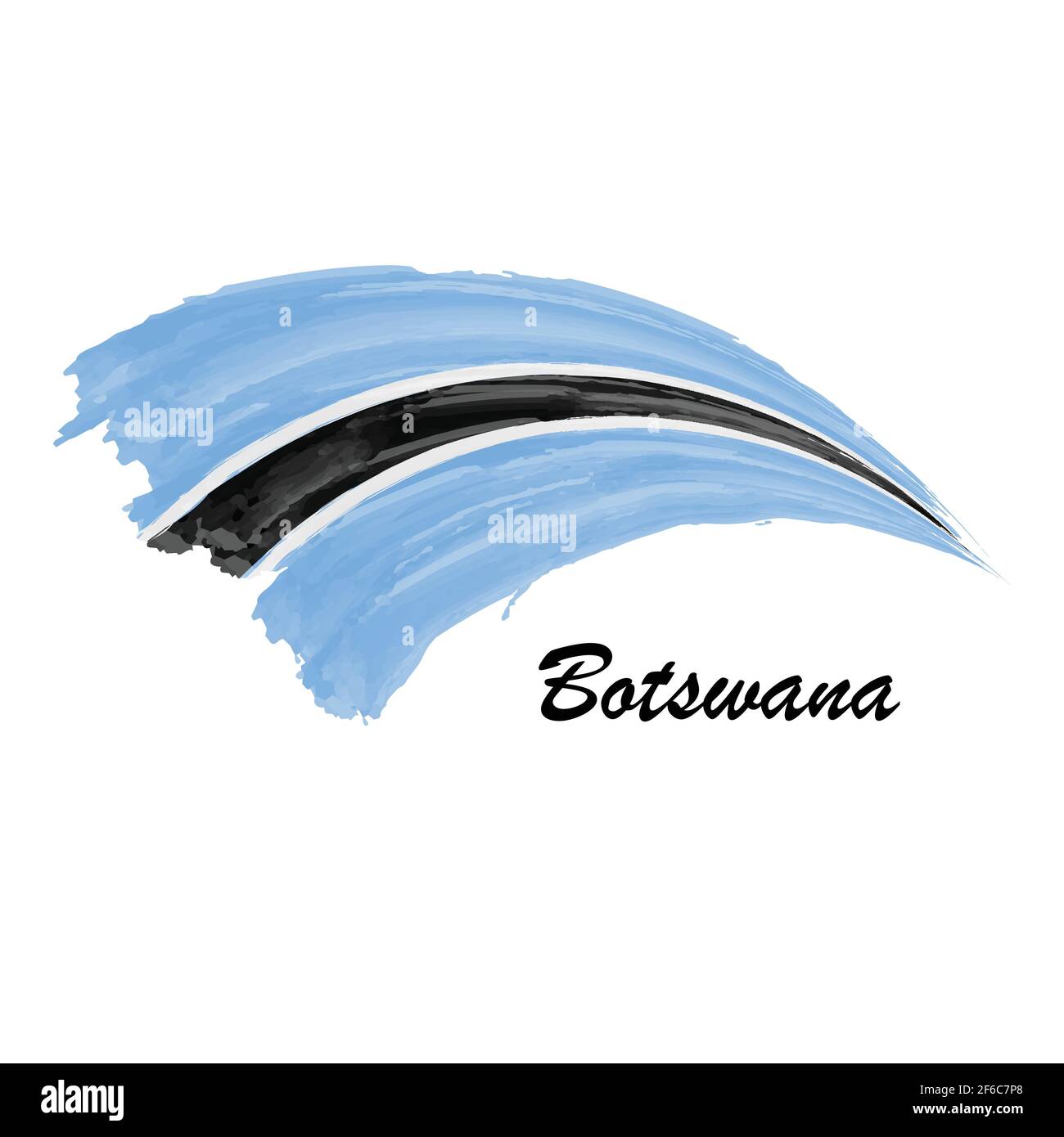 Watercolor painting flag of Botswana. Hand drawing brush stroke ...