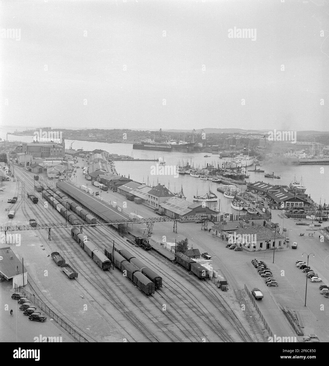 Port of Gothenburg. View of the fish harbor and the railroad ...