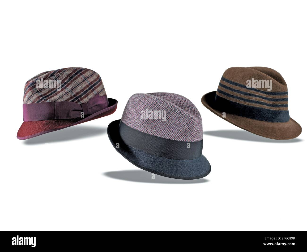 Elegant close-up of hats for man for all seasons. Studio shoot Stock ...