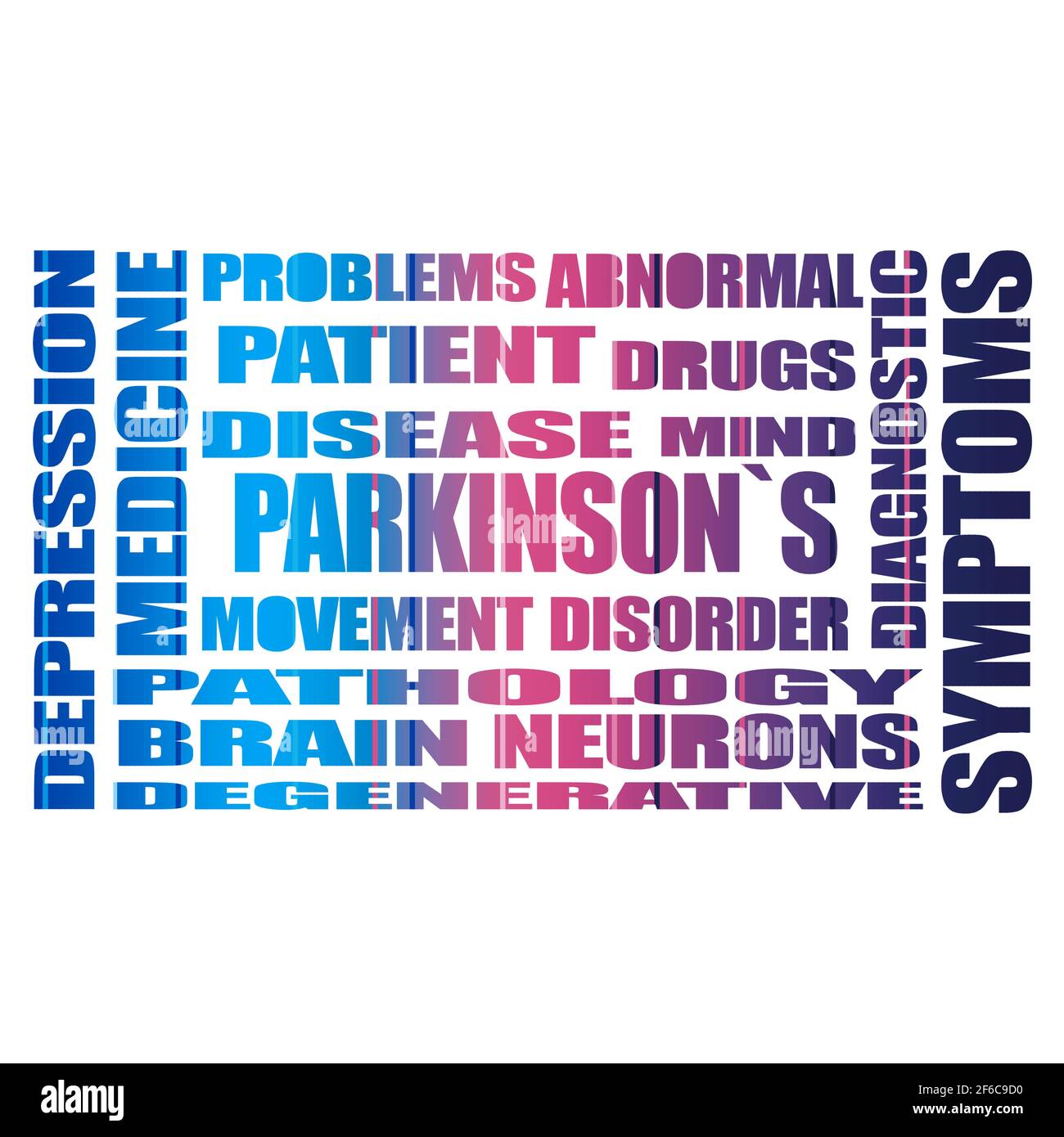 Parkinsons syndrome disease tags cloud. Concept of medicine Stock ...