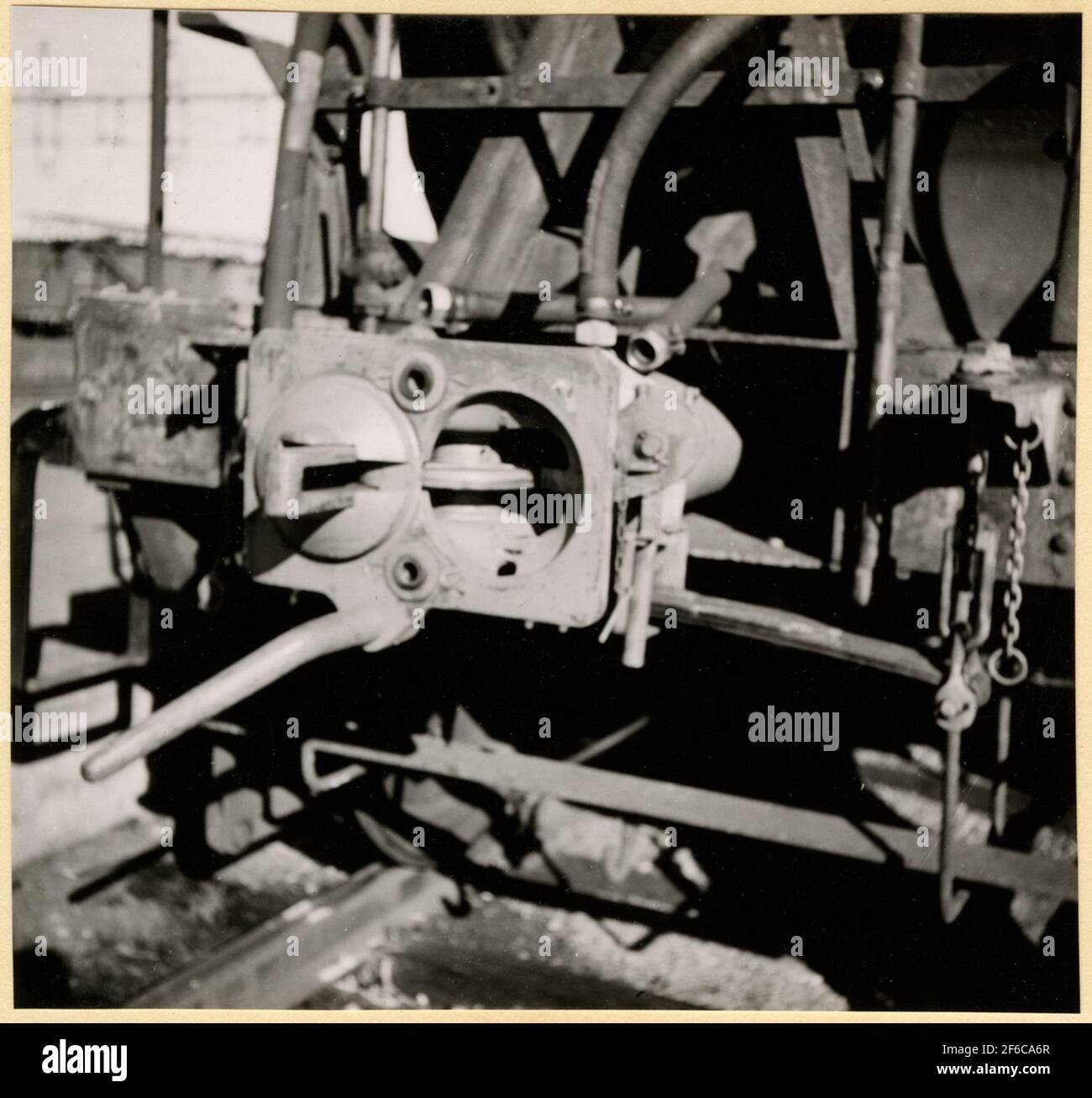 Coupling buffer, automatic switch on freight wagon Stock Photo - Alamy