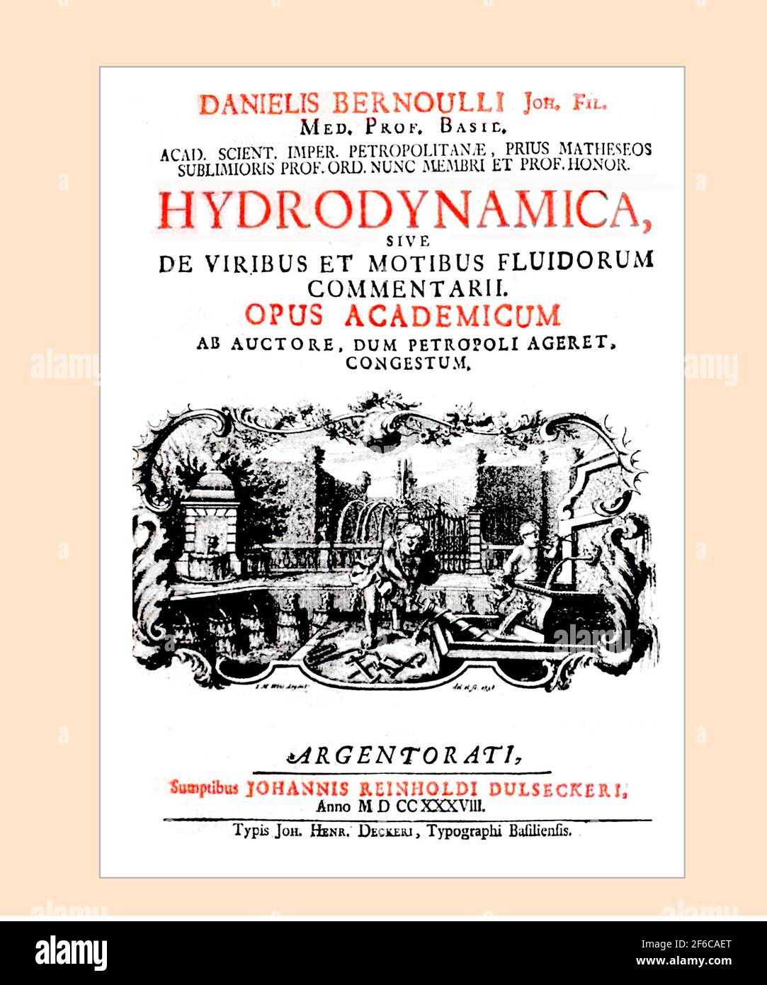 Daniel Bernoulli 1700-1782 Title Page Hydrodynamica 1738 Stock Photo ...