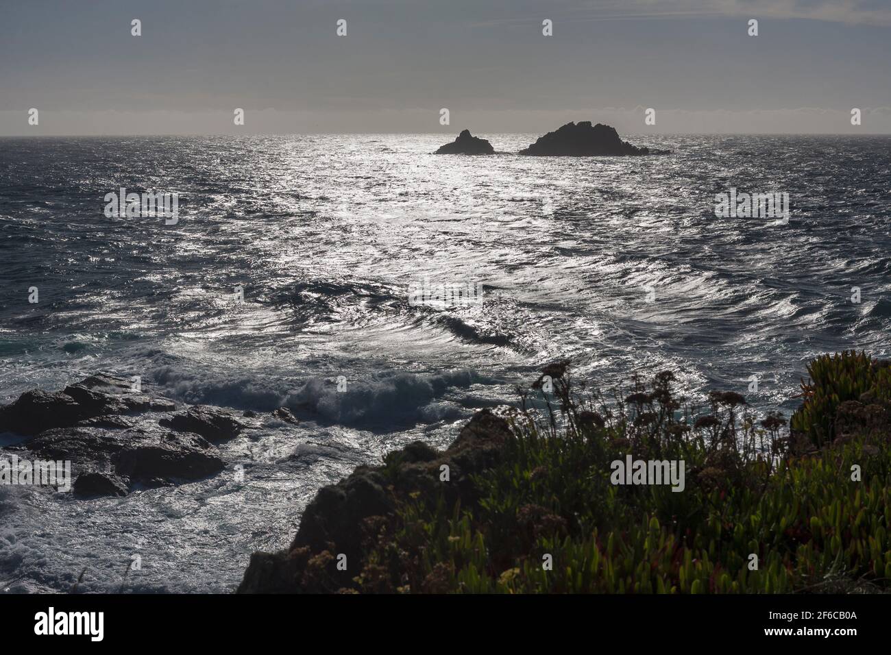 Cape Cornwall and the offshore rocks called the Brisons, West Penwith ...