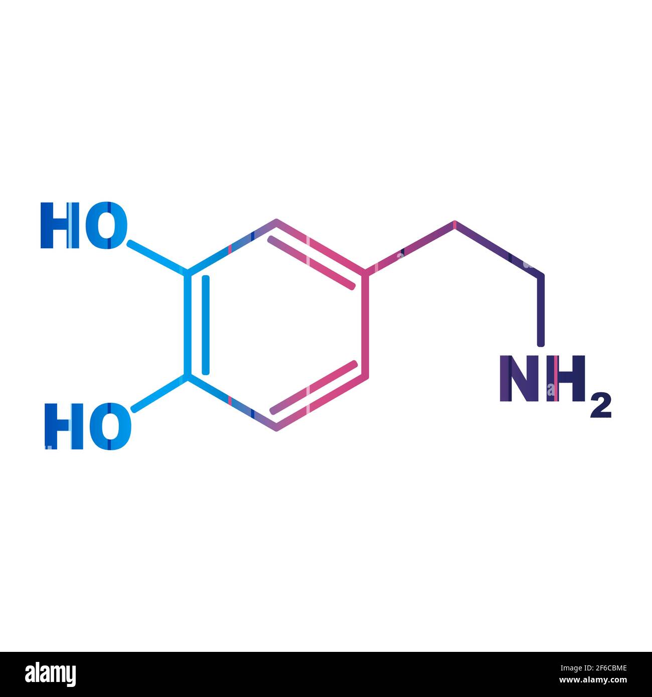 Chemical molecular formula hormone dopamine. Infographics illustration ...