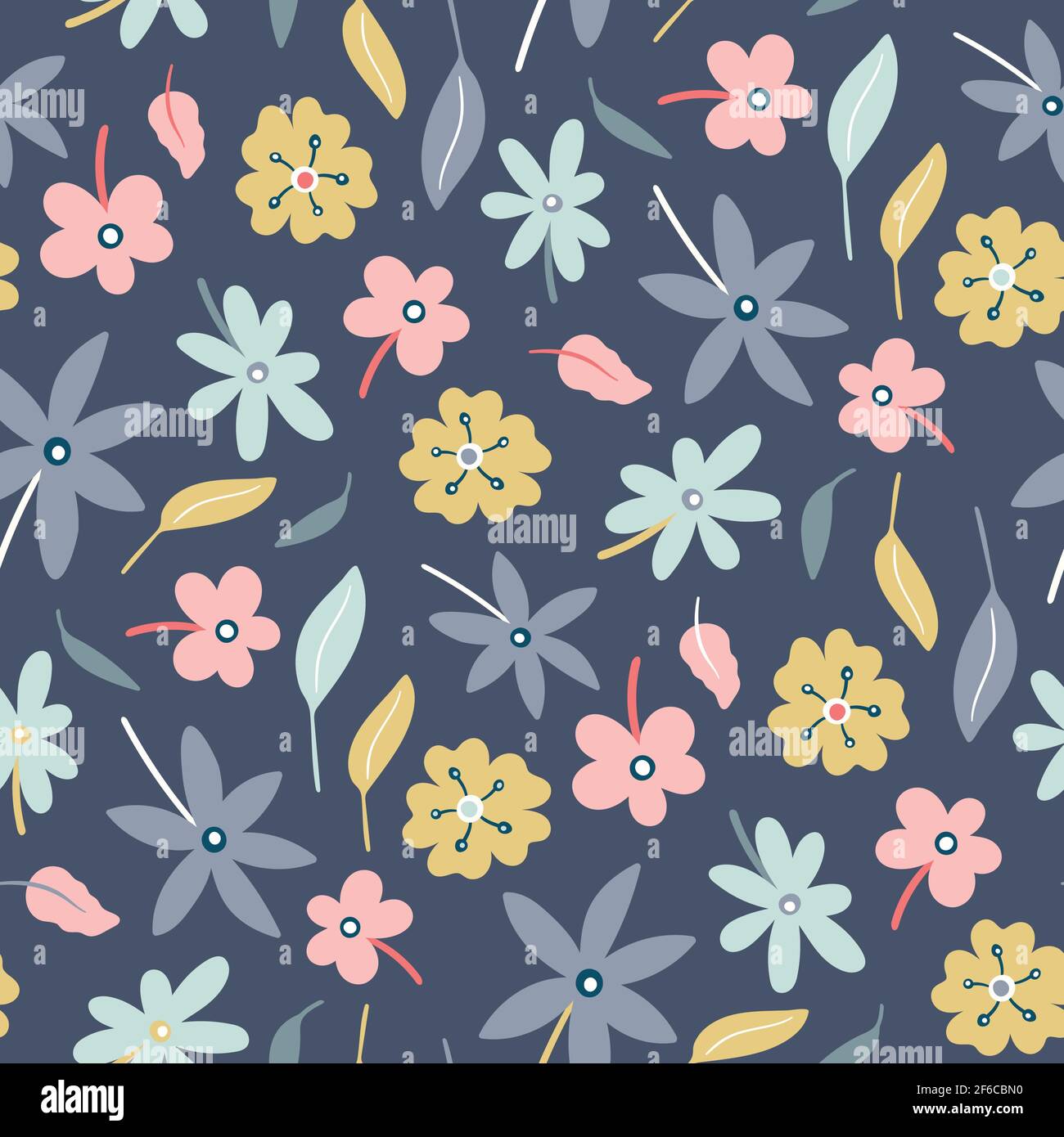 Floral pattern design. Cute vector floral seamless repeat of and leaves ...