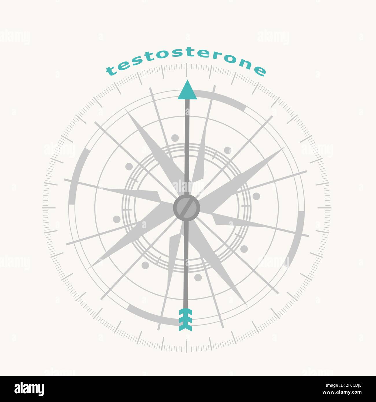 Hormone testosterone. Health care concept illustration. Compass symbol ...