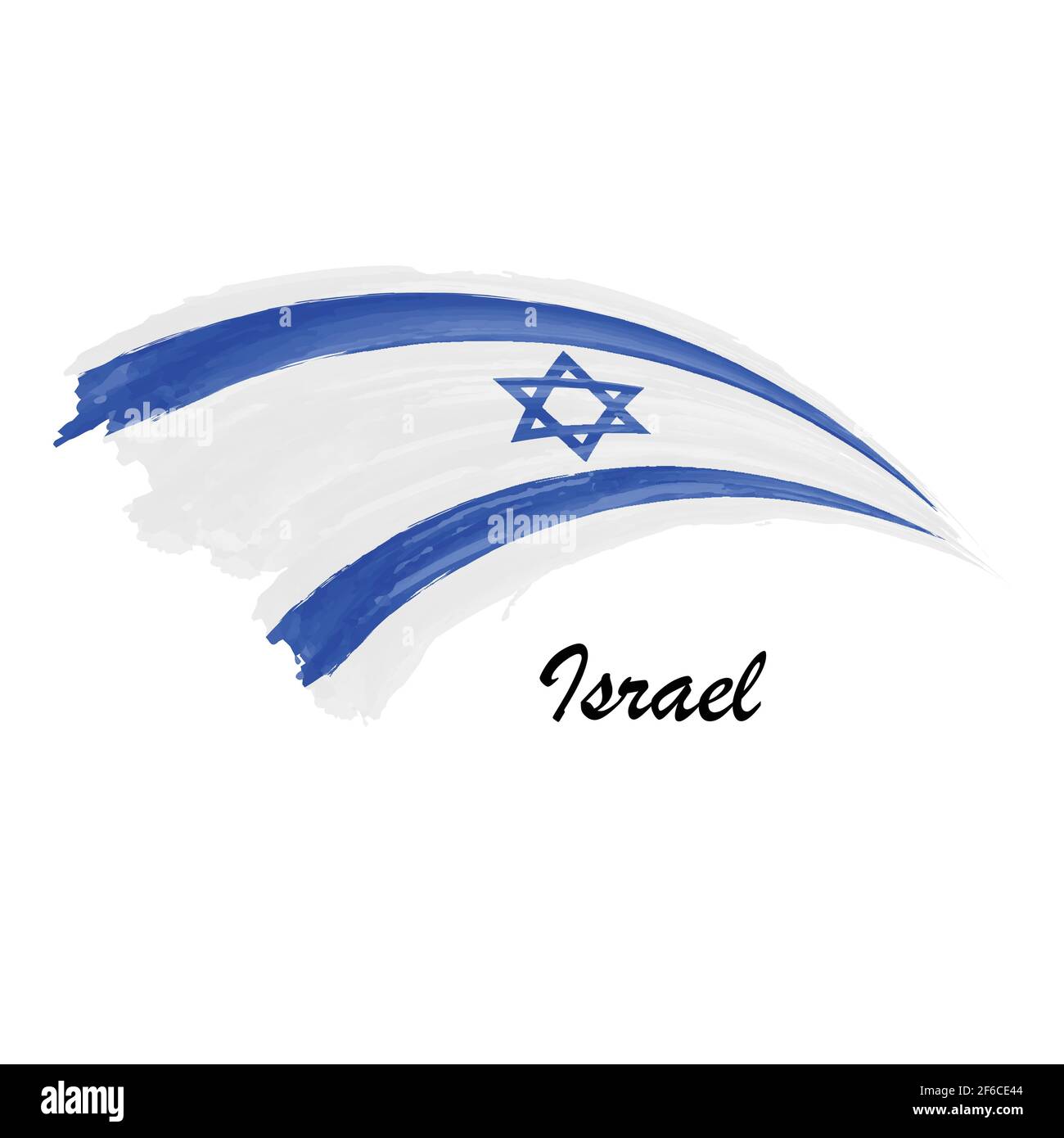 Watercolor painting flag of Israel. Hand drawing brush stroke ...