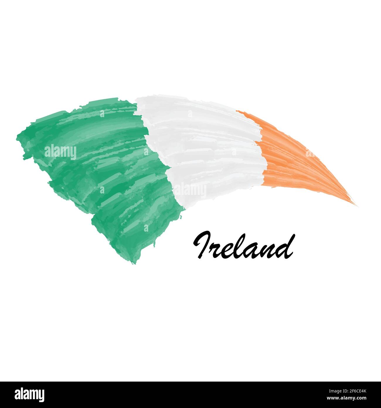 Watercolor painting flag of Ireland. Hand drawing brush stroke ...
