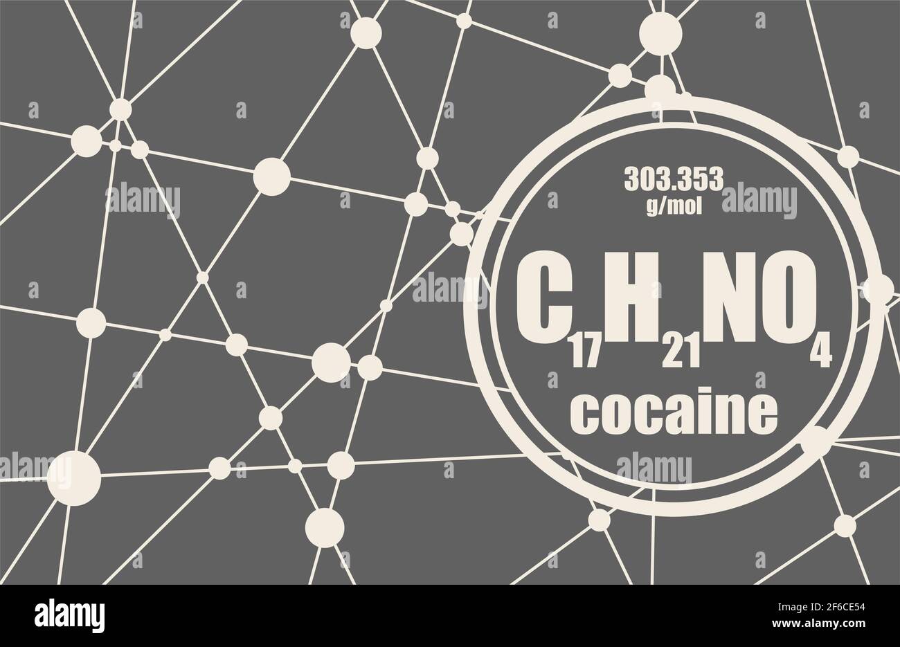 Chemical formula of cocaine. Connected lines with dots background Stock ...