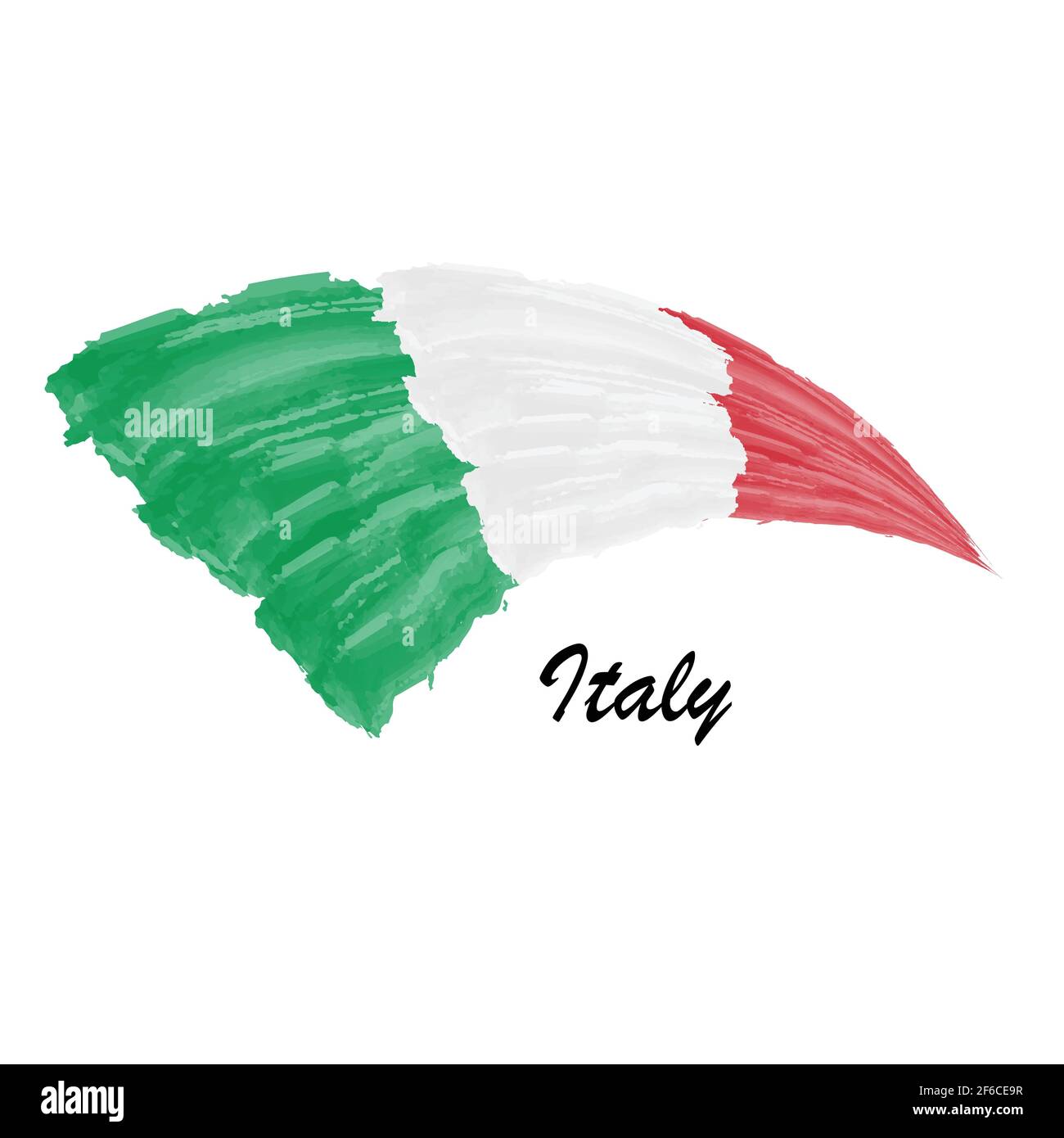 Watercolor painting flag of Italy. Hand drawing brush stroke ...