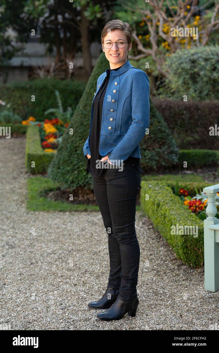 Deputy of the group Agir Ensemble, Lise Magnier poses in the garden of ...
