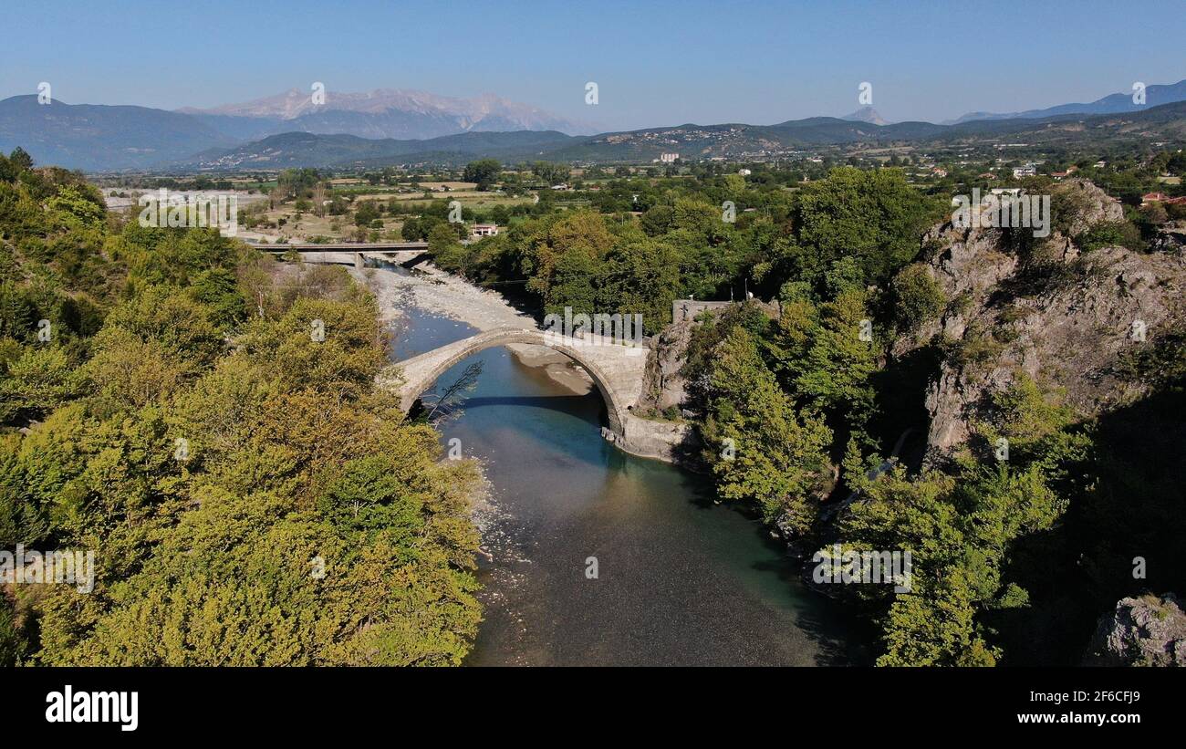 Aerial view konitsa stone bridge hi-res stock photography and images ...