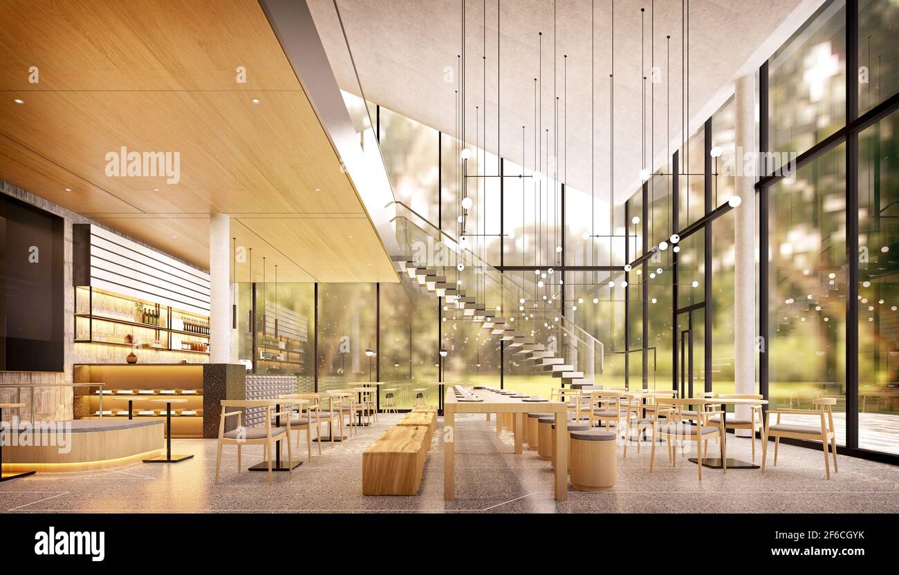 3d render of cafe restaurant Stock Photo - Alamy