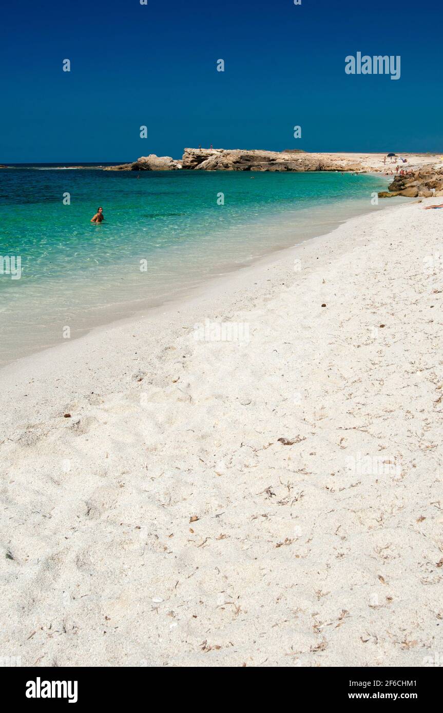 white quartz sand and crystal clear water at Is Aruttas beach Stock ...
