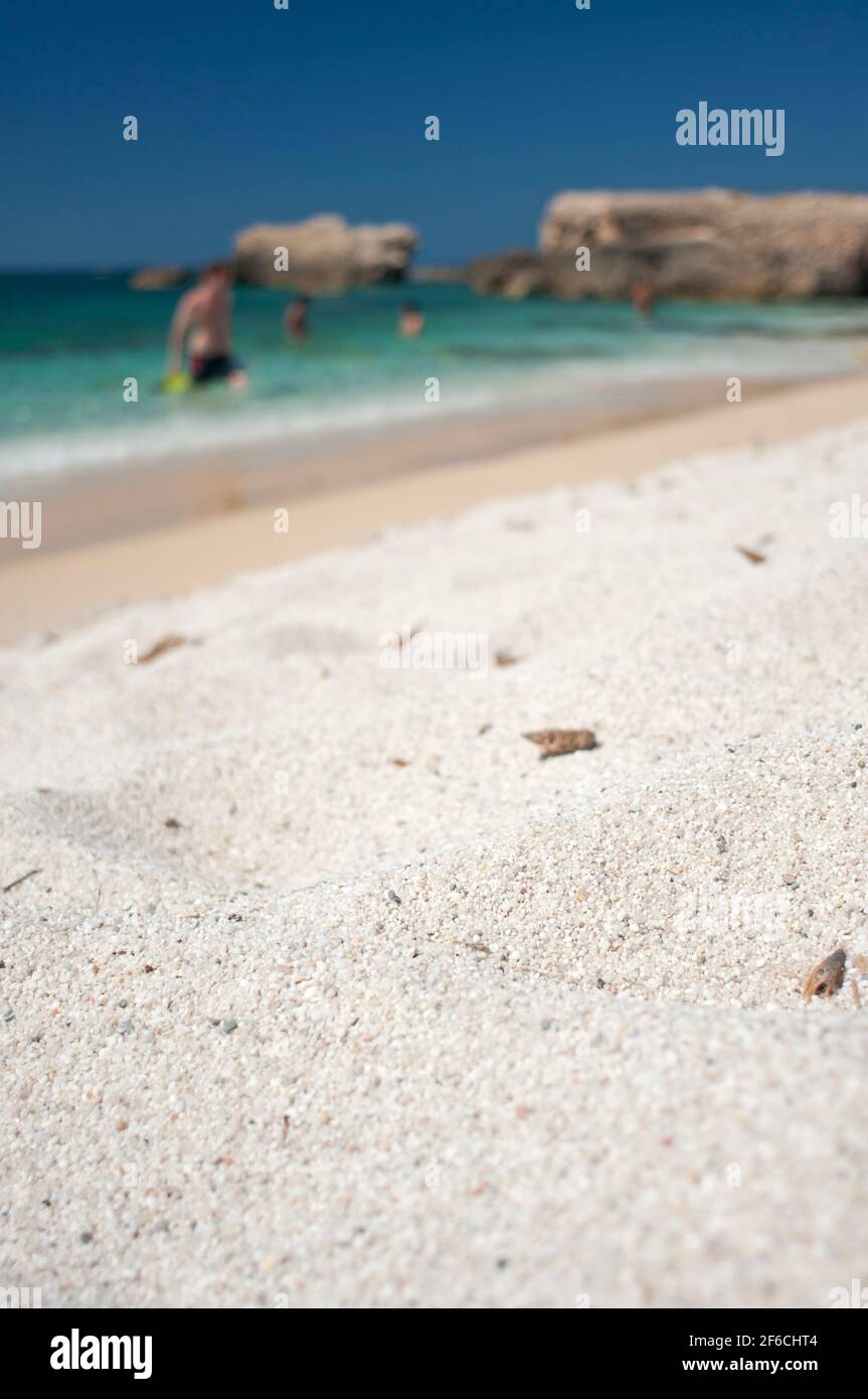 white quartz sand and crystal clear water at Is Aruttas beach Stock ...