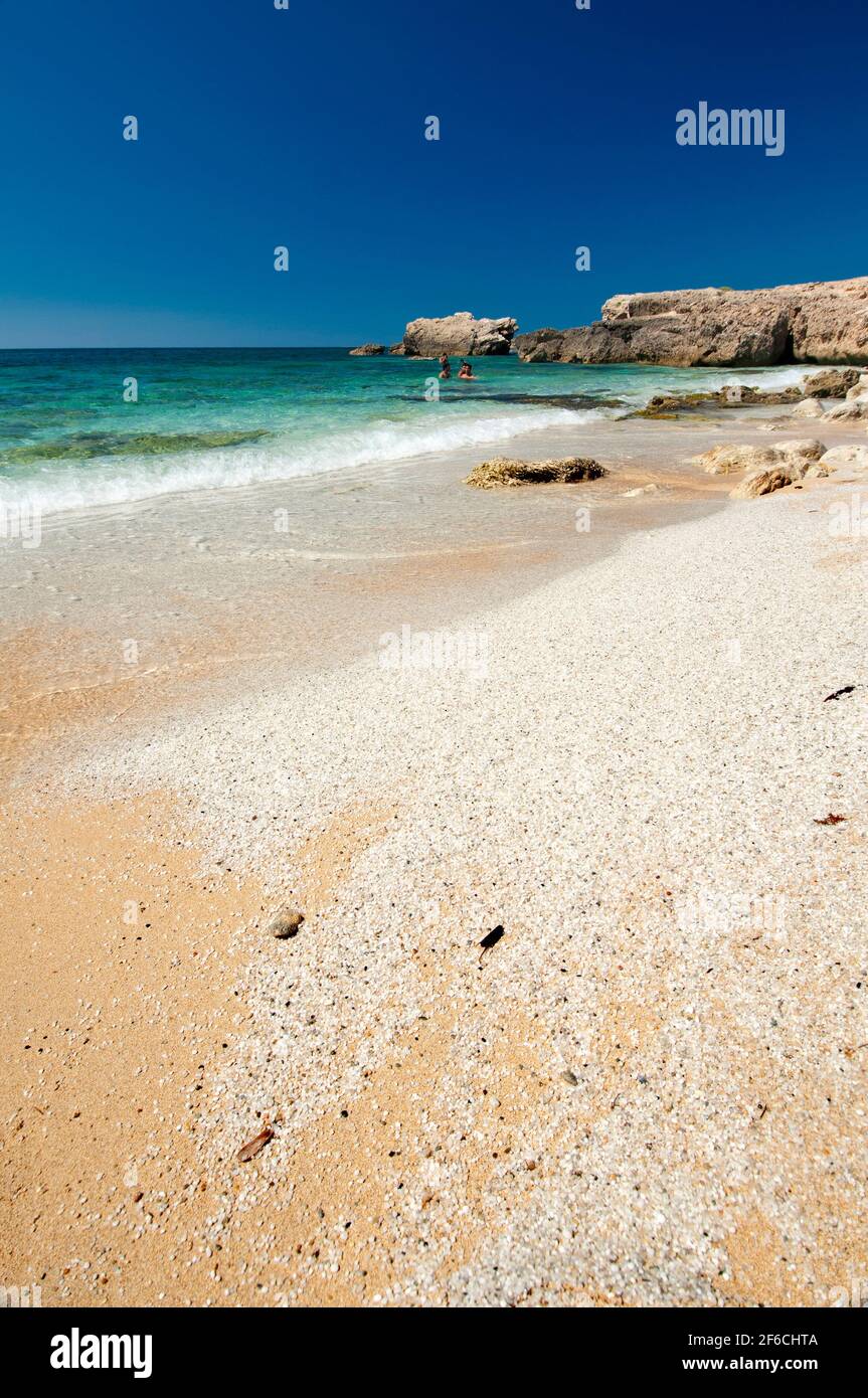 white quartz sand and crystal clear water at Is Aruttas beach Stock ...