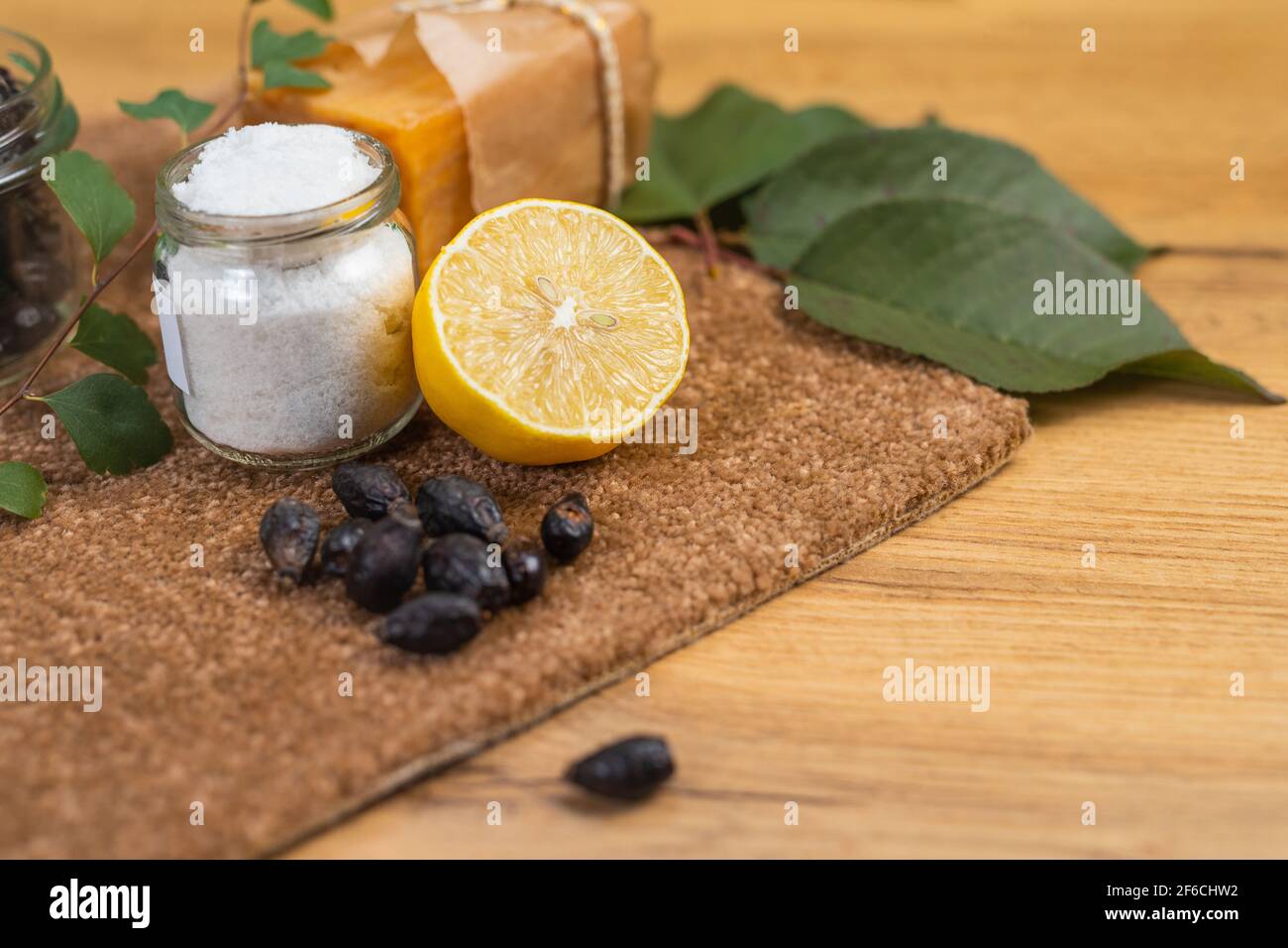 Handmade lemon scrub with coconut oil. Toiletries, spa set, relax, tea ...