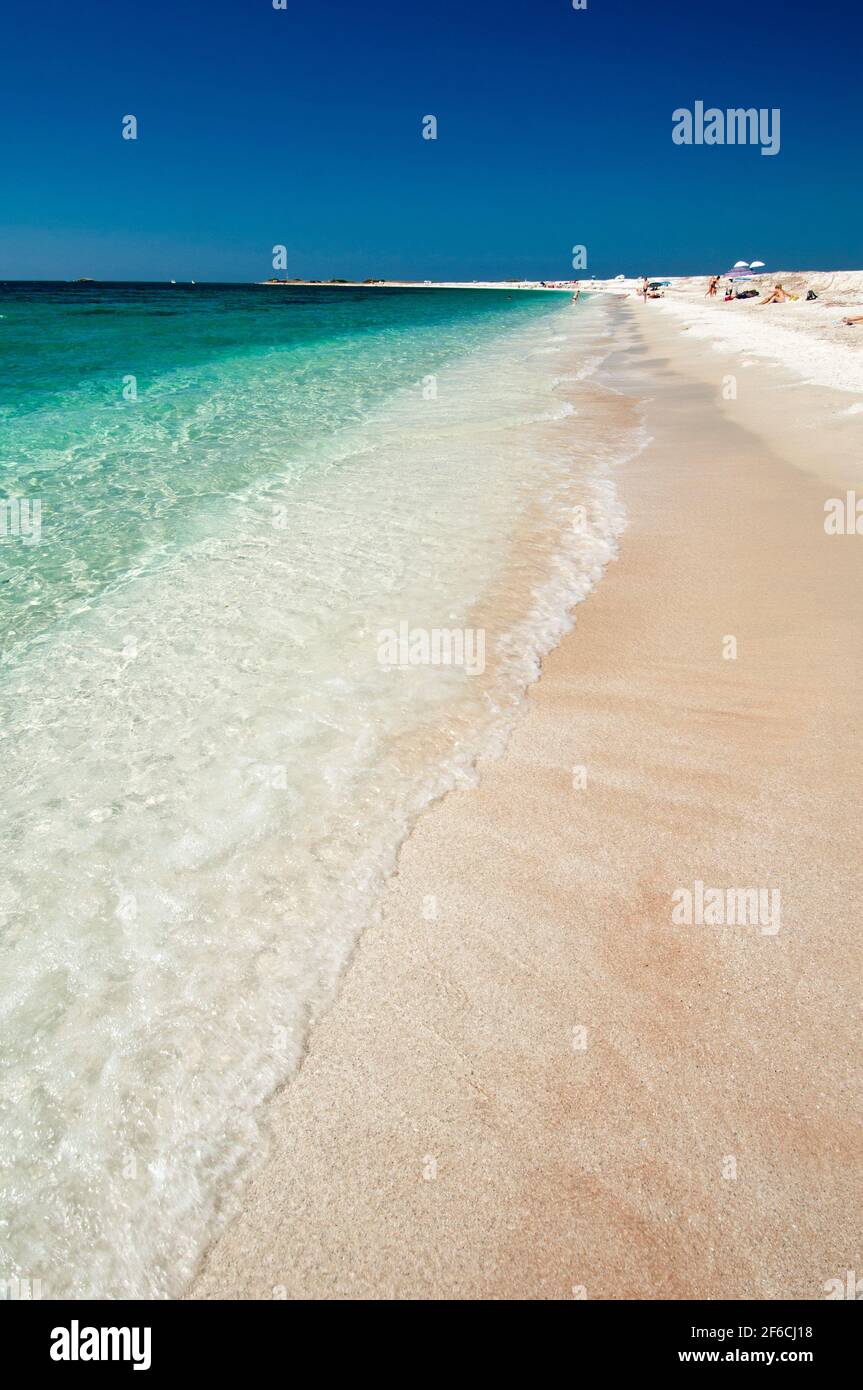 white quartz sand and crystal clear water at Mari Ermi beach Stock ...