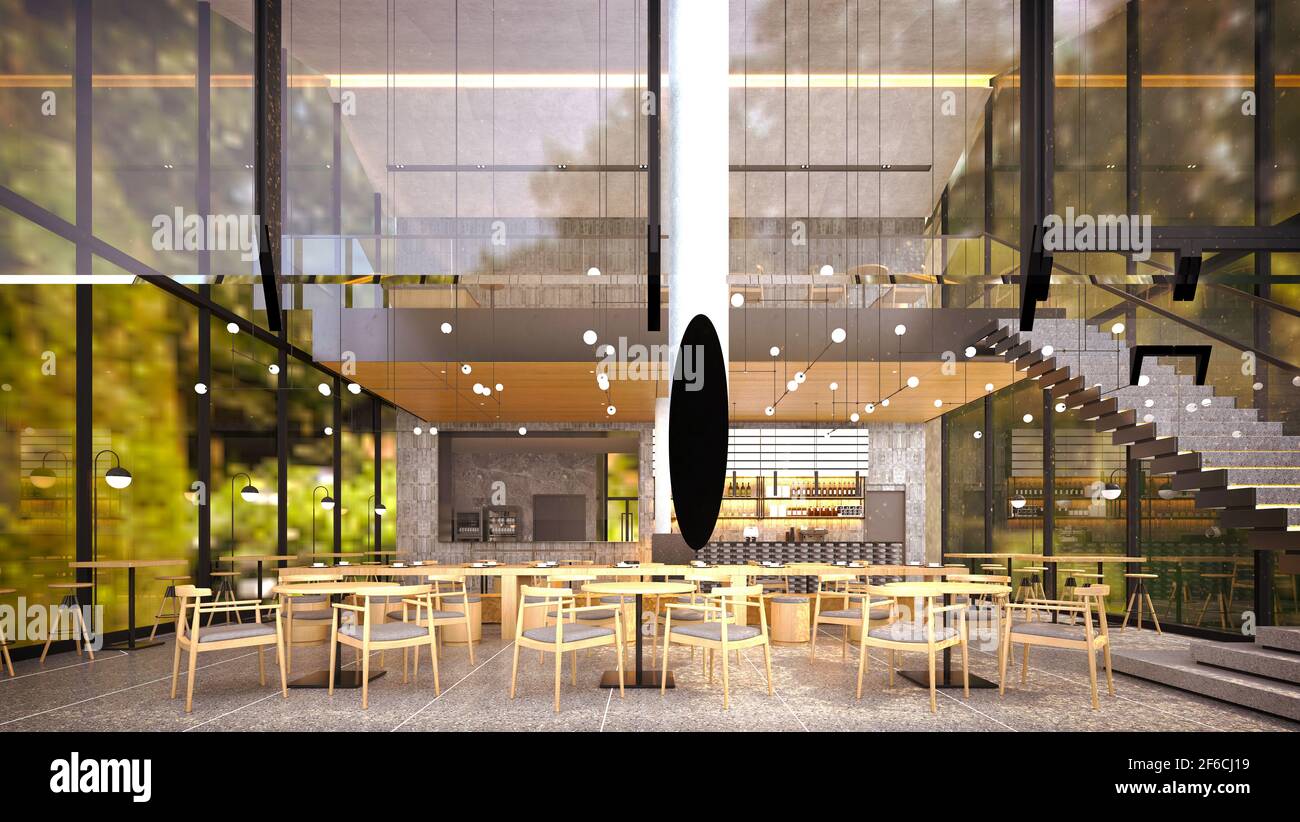3d render of cafe restaurant Stock Photo - Alamy