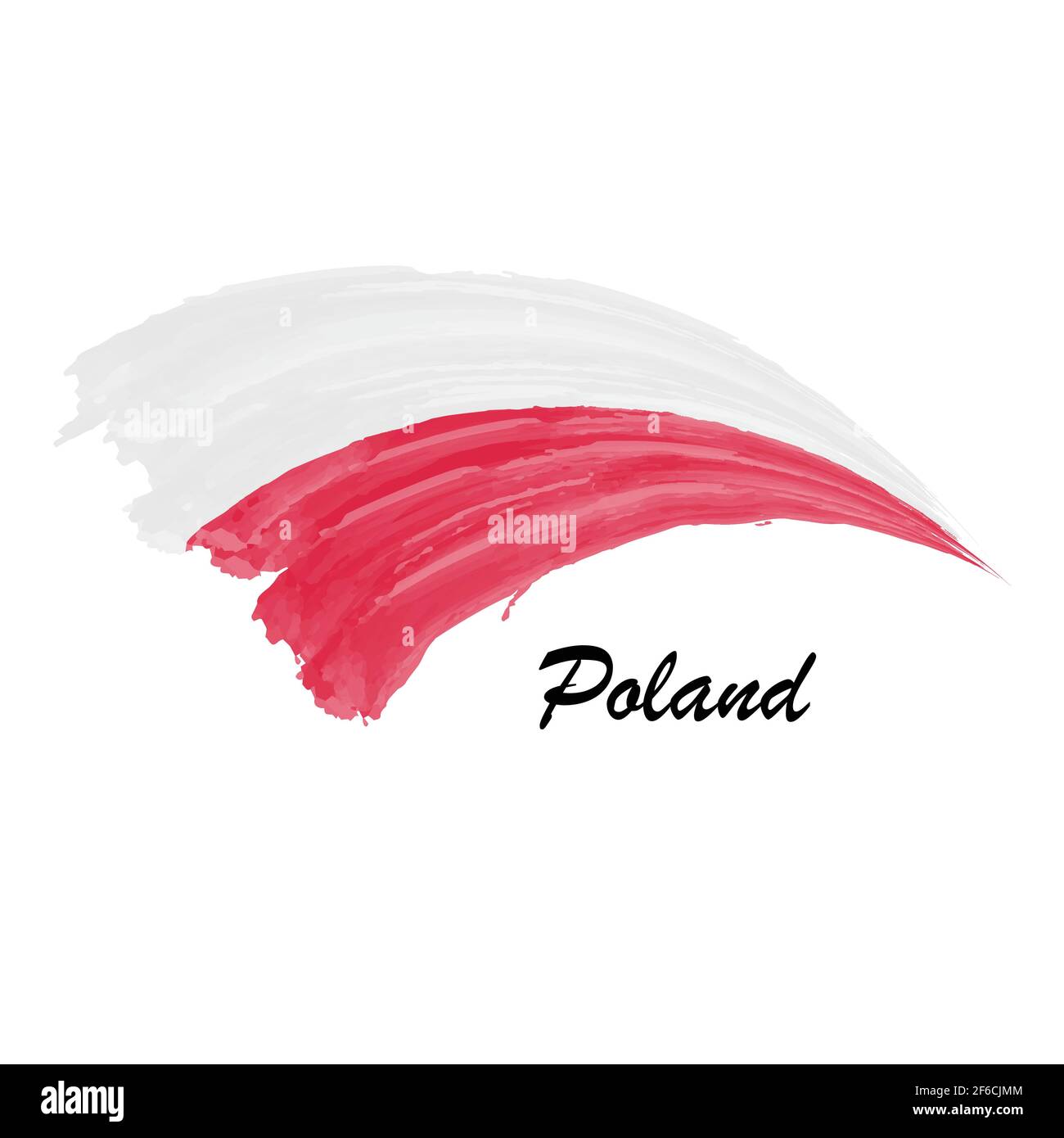 Watercolor painting flag of Poland. Hand drawing brush stroke ...