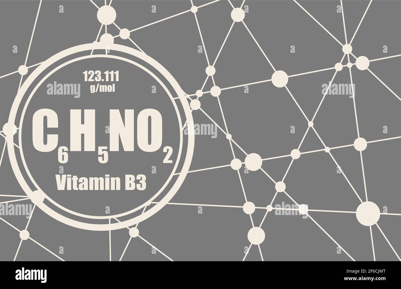 Chemical formula of niacin. Nicotinic acid or vitamin b3. Connected ...