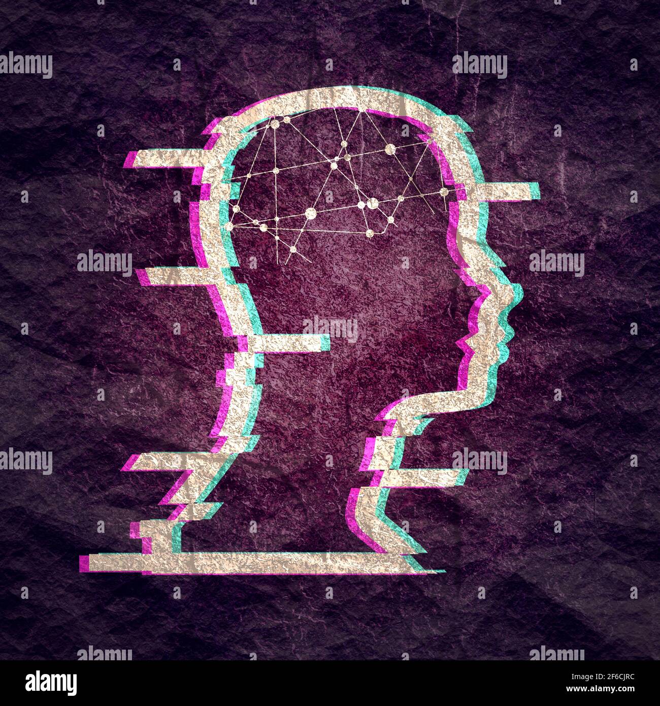 Glitched human portrait. Frame design. Distorted glitch style modern ...