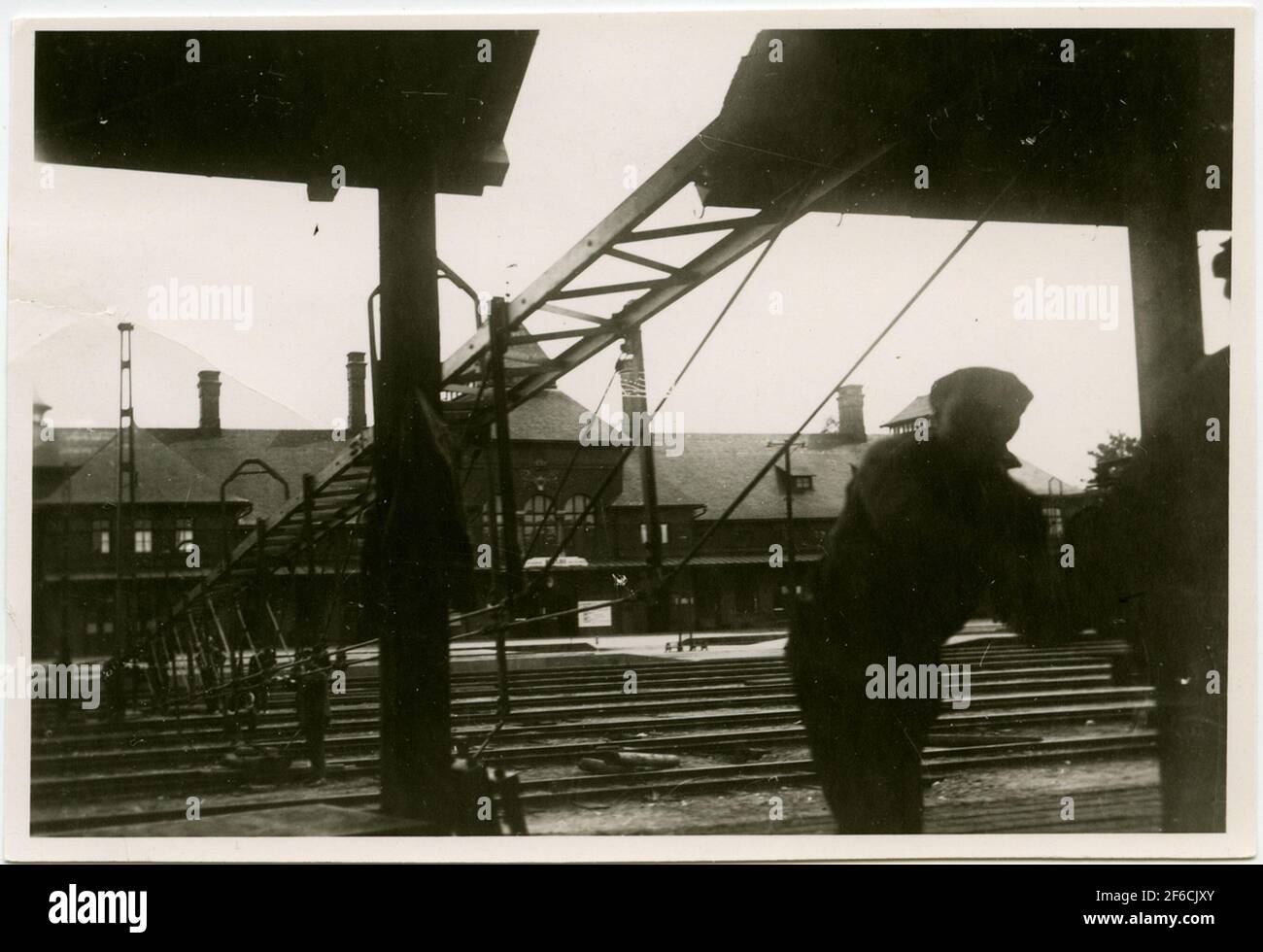 The bridge center the station house winds up between the platform ...
