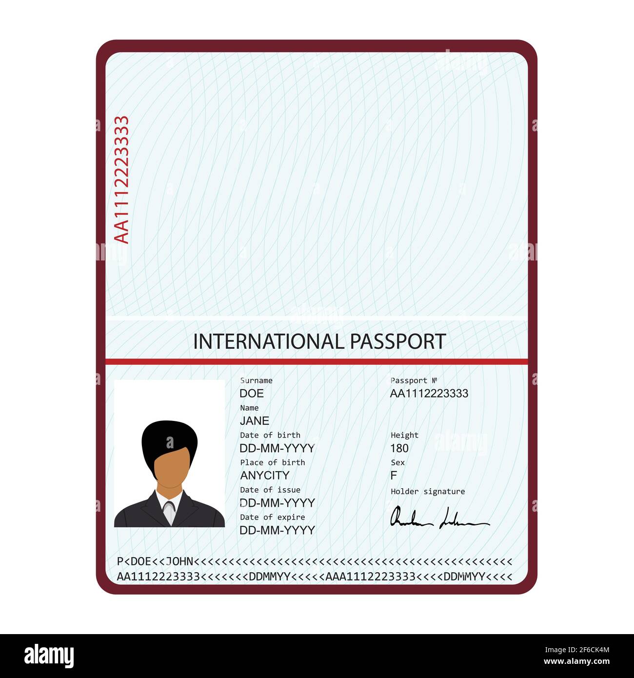 Passport with biometric data. Identification Document. international ...