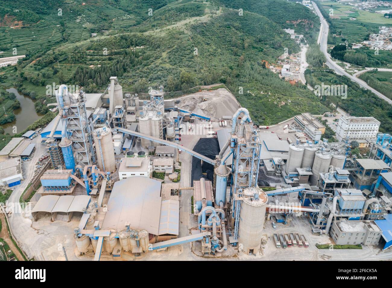 Aerial Photography of a Cement Plant in Yunnan Province, China Stock ...