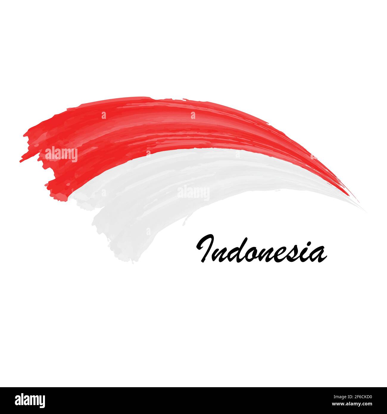 Watercolor painting flag of Indonesia. Hand drawing brush stroke ...