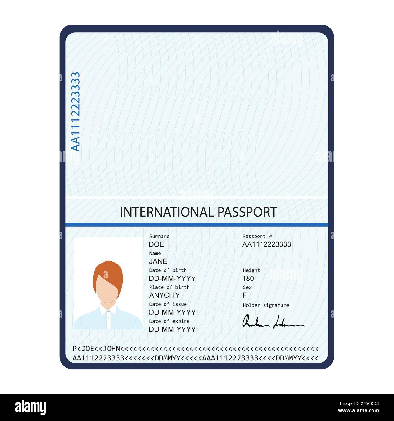 Passport with biometric data. Identification Document. international ...